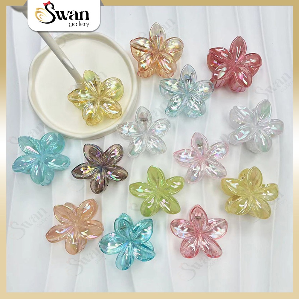Jual Jepit Rambut Model Bunga Kamboja 4 Cm Hologram Glossy Jedai Flower ...
