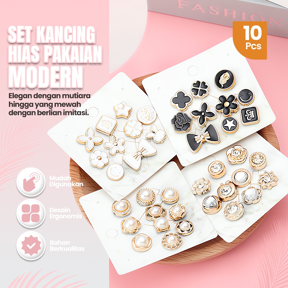 Jual Set Bross Pin Motif Kancing Hias Pakaian Fancy Button Fashion Wanita | Shopee Indonesia