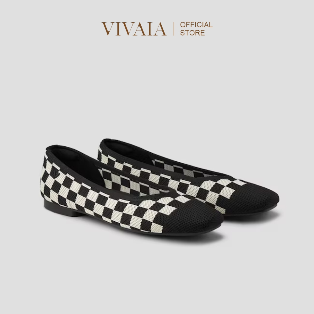 Jual VIVAIA Sepatu Wanita Square-Toe V-Cut Flats (Margot 2.0) - Checker ...