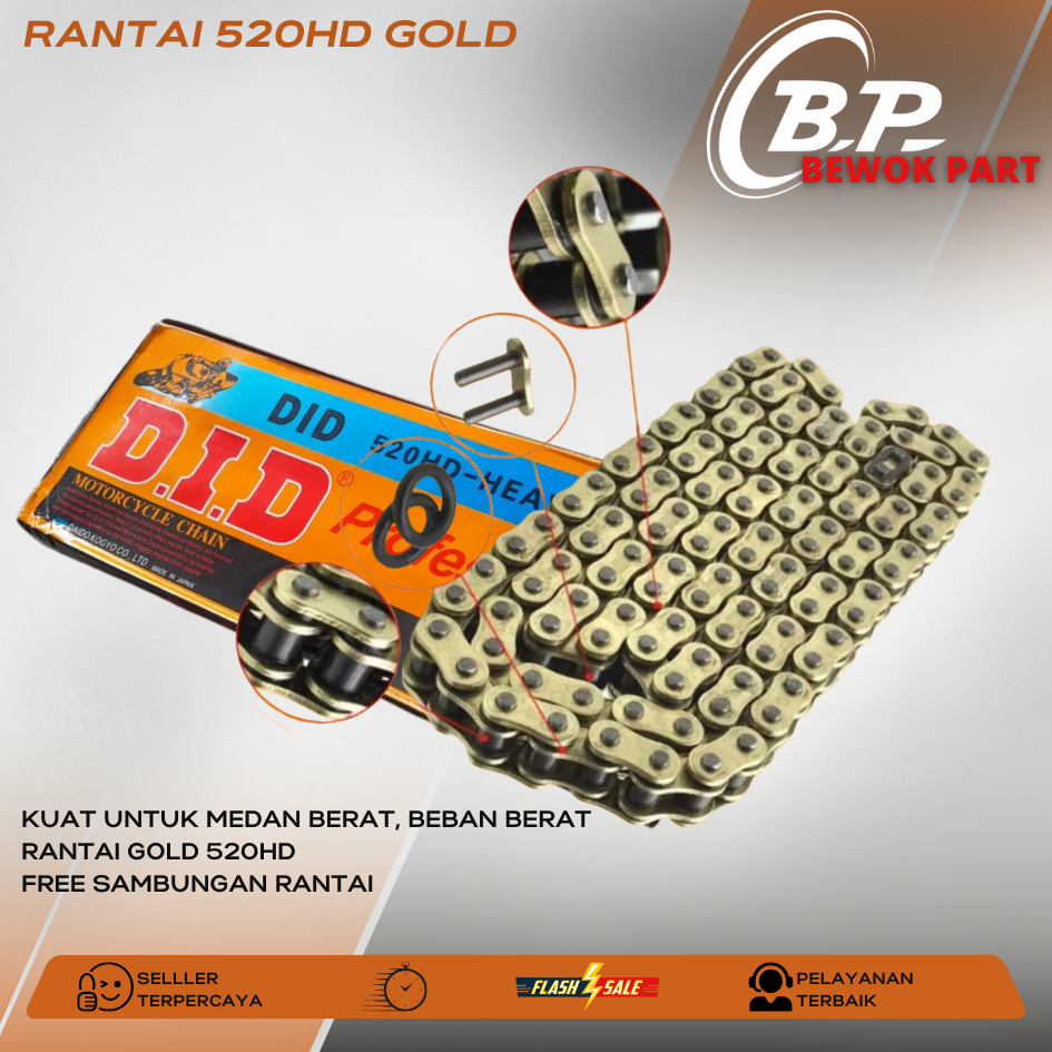 Jual RANTAI KUNING MOTOR MAS/RANTAI GOLD 520HD 110L 120L 130L NINJA 250 ...