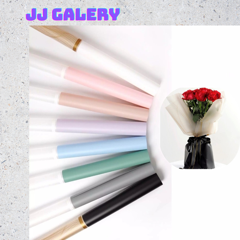 Jual KERTAS BUKET BUNGA PLASTIK Flower Wrapping List Gold Paper Kertas ...