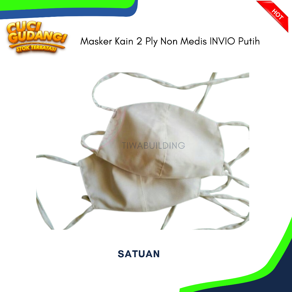 Jual MASKER KAIN 2 PLY NON MEDIS INVIO PUTIH (PERPCS) | Shopee Indonesia