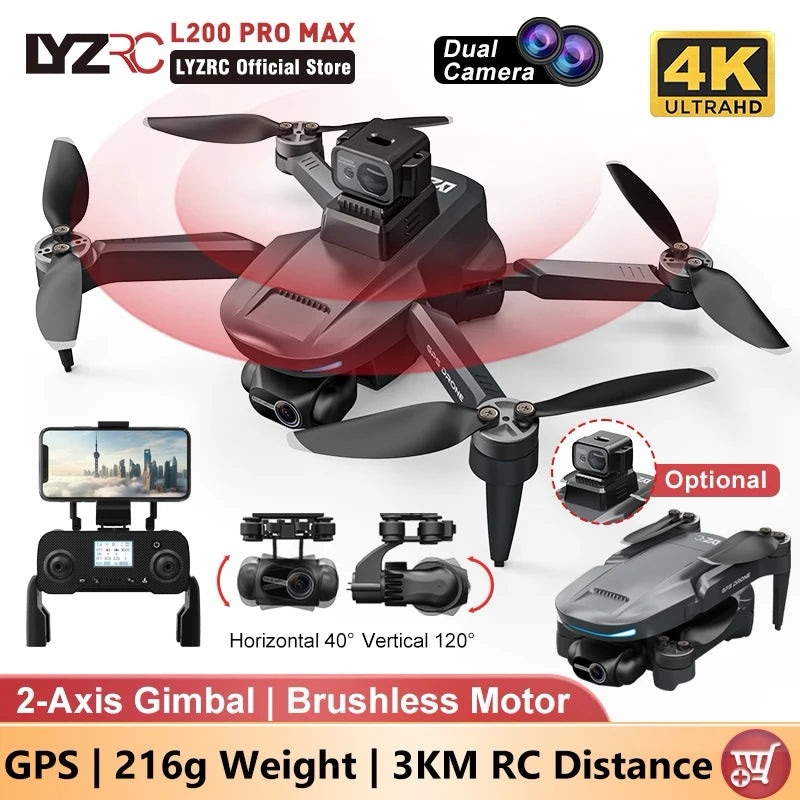 Jual (COD) DRONE L200 PRO MAX GPS GIMBAL 2-AXIS JARAK UP TO 3KM LAMA ...
