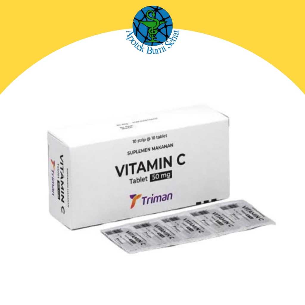 Jual Vitamin C 50 mg 100 Tablet PT. Triman ( per Box ) | Shopee Indonesia