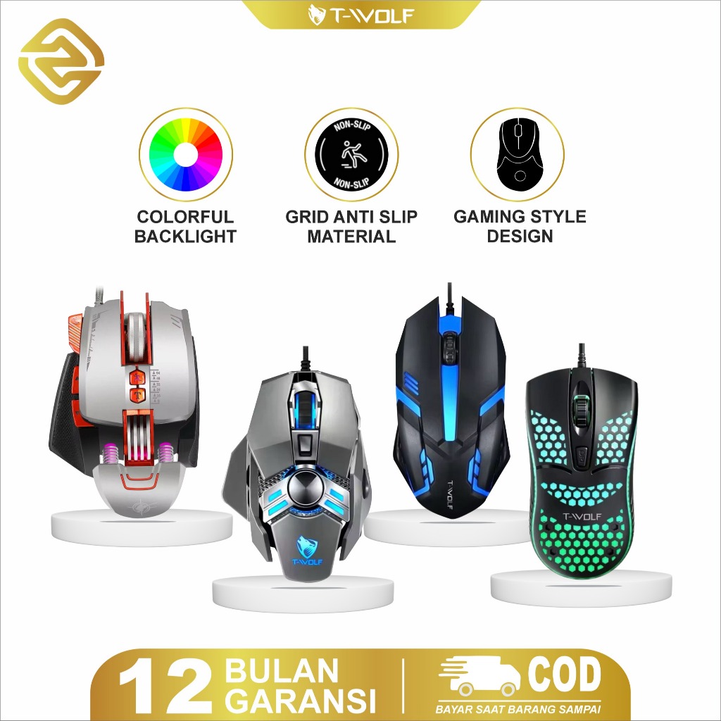 Jual Zph Mouse Gaming T-WOLF V9/V1/V15/V10 – RGB Wired Macro 2400 DPI ...