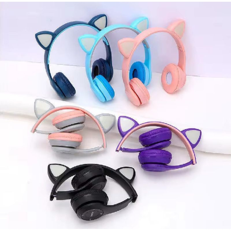Jual P47M HEADPHONE HEADSET BLUETOOTH GAMING CAT EARS WIRELESS ...