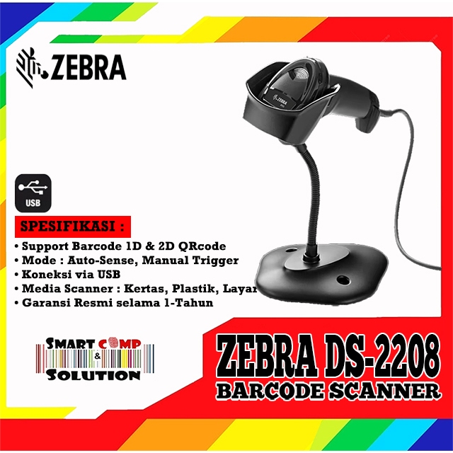 Jual Barcode Scanner Zebra DS2208 / DS-2208 / DS 2208 Handheld Laser ...