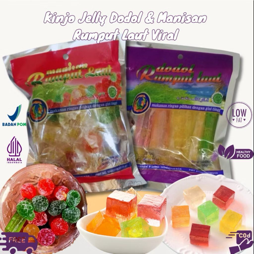 Jual [ HALAL ] Kinjo Jelly Dodol & Manisan Rumput Laut Viral 90gr ...