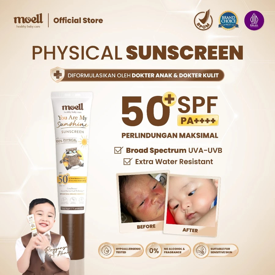 Jual Moell Physical Sunscreen Anak 30gr Dengan SPF (50+) PA(++++) Broad ...