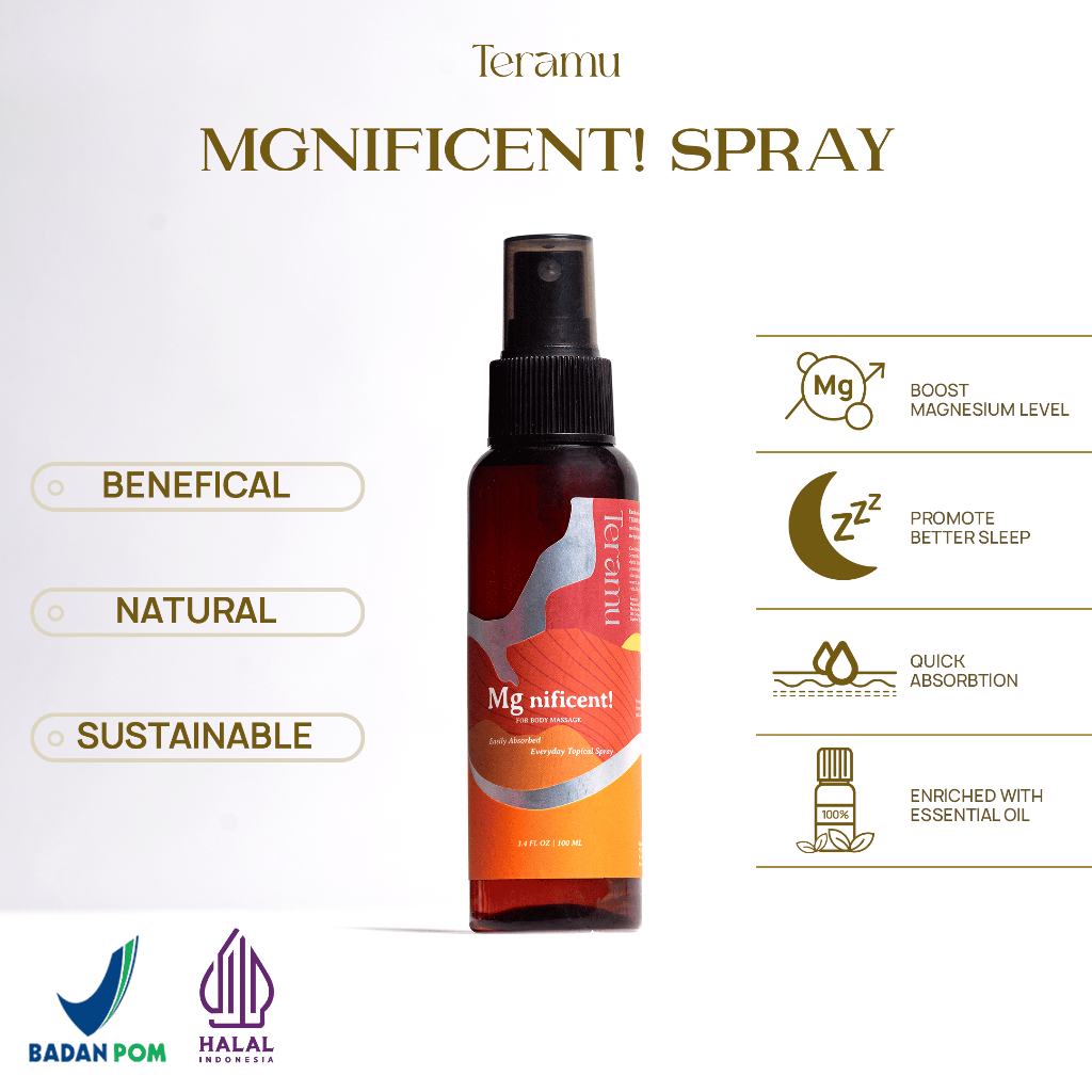 Jual Teramu Mgnificent Magnesium Oil Spray 100ml Insomnia, Migrain ...