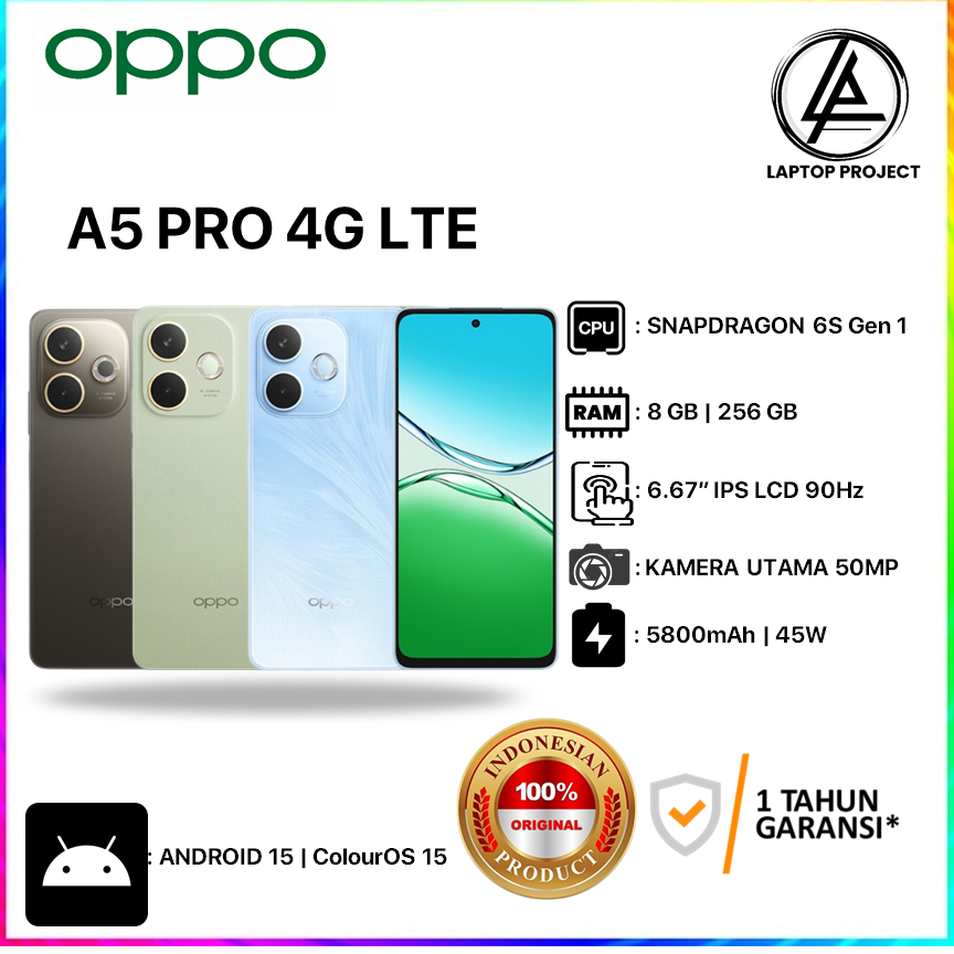 Jual OPPO A5 PRO 4G LTE 8/128GB 8/256GB Snapdragon 6S Gen 1 Garansi Resmi Oppo | Shopee Indonesia
