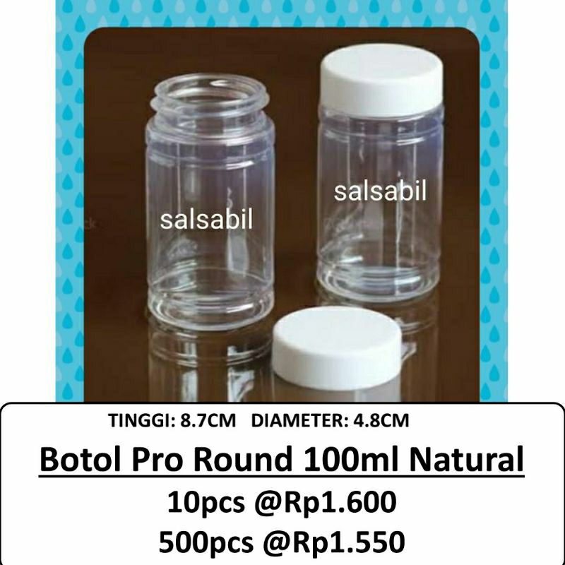 Jual Botol Pro Round 100ml Natural / botol kapsul 100ml | Shopee Indonesia