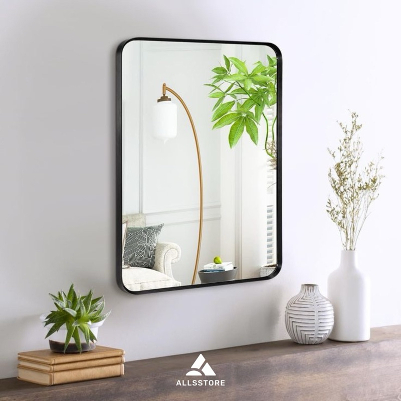 Jual Cermin Persegi Frame Hitam Putih Kayu - Cermin Dinding Aesthetic ...