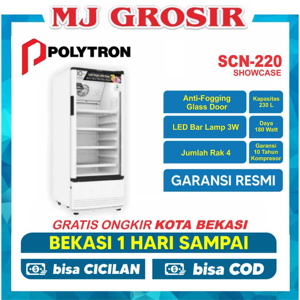 Jual SHOWCASE POLYTRON SCN 220 4 RAK DISPLAY COOLER KULKAS LOW WATT ...