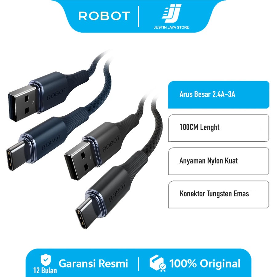 Jual ROBOT Kabel Data Type C Micro USB Lighting Fast Charging Pengisian ...