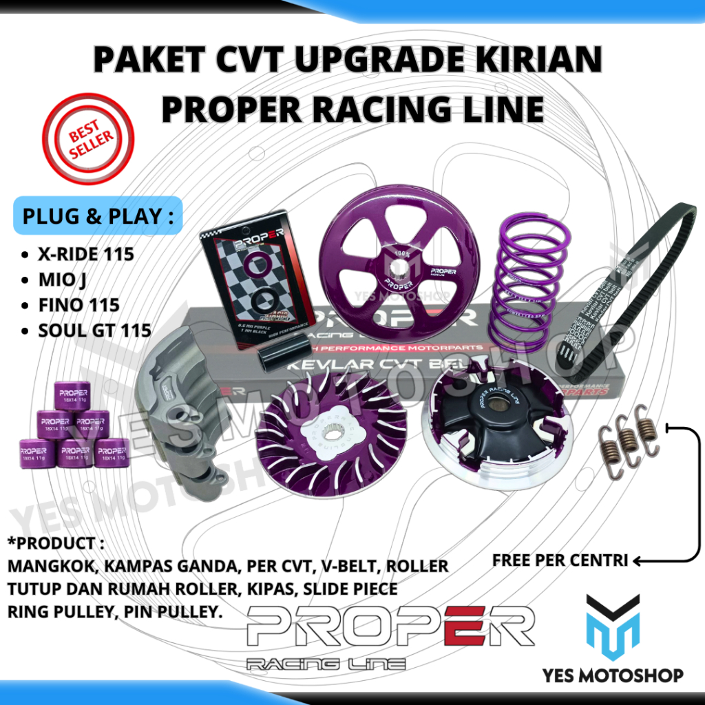 Jual PAKET UPGRADE CVT PROPER RACING LINE MIO J SOUL GT 115 FINO 115 X ...