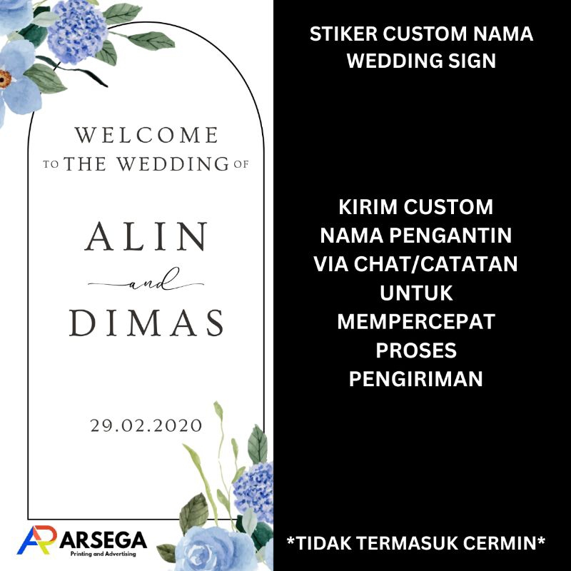 Jual ARSEGA - Welcome Wedding Sign Custom Nama Cutting Sticker Wedding ...