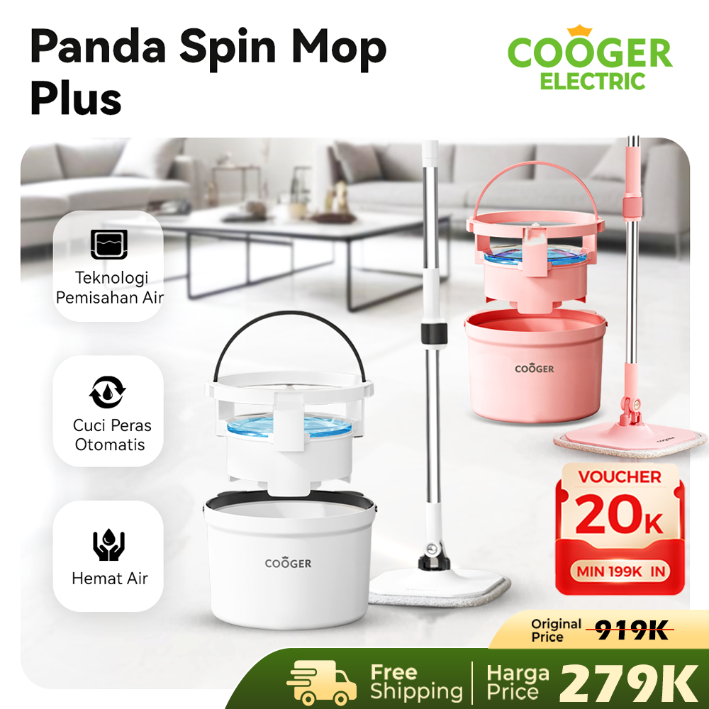 Jual Vitindy - COOGER Pel Panda Plus Dual Clean Mop Upgrade Spin Mop ...