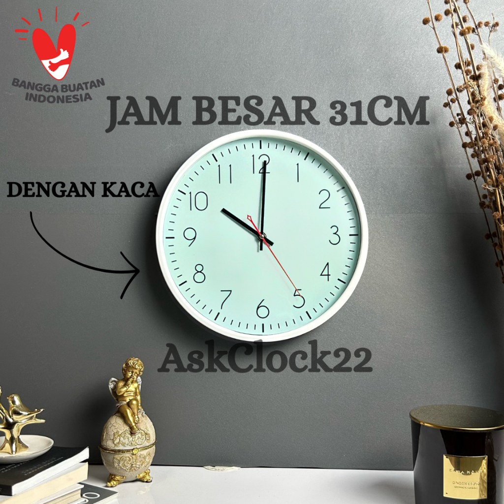 Jual Jam Dinding Besar 30 Cm Analog Modern Minimalis Dengan Kaca ...