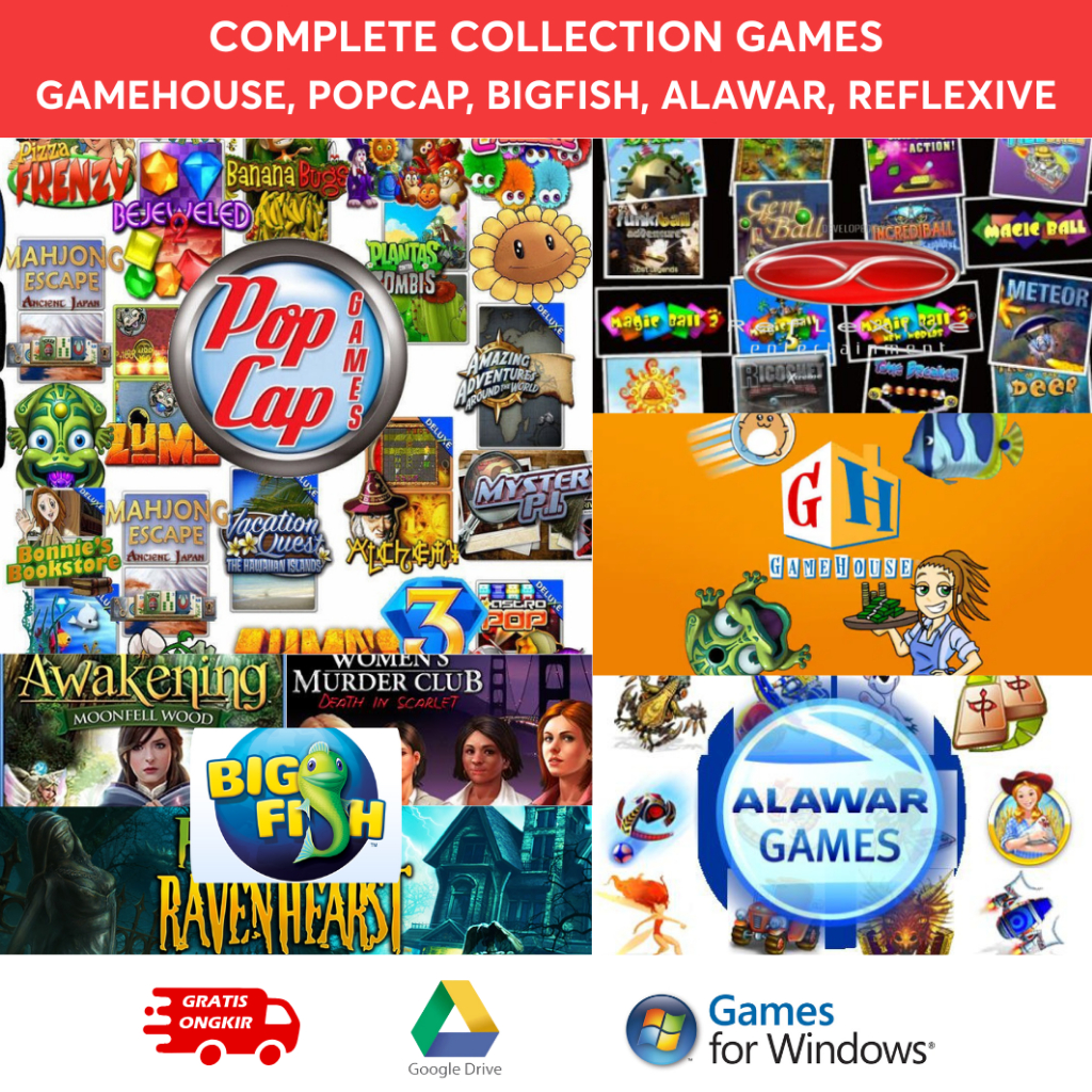 Jual GameHouse, Popcap, Big Fish, Alawar, Reflexive Complete Collection ...