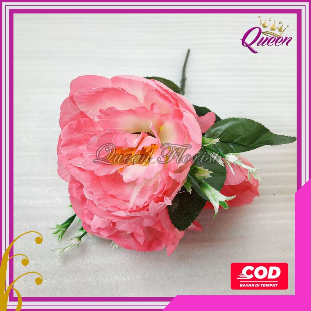 Jual COD BUNGA ROSE MANGKOK ARTIFICIAL DIAMETER KELOPAK 15CM/PEONY ...