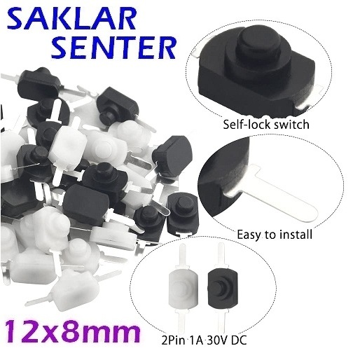 Jual x10 Saklar Switch Senter Mini 1A 30V 12x8mm 2 Kaki Self Locking ...