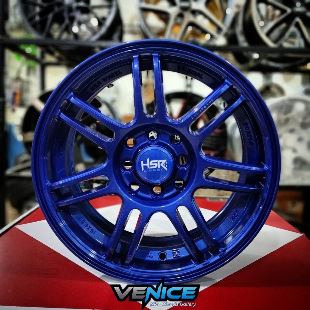 Jual Velg Pelek Mobil R15 Pcd 4x100 4x114,3 HSR Mag Blue Pelak Mobil ...