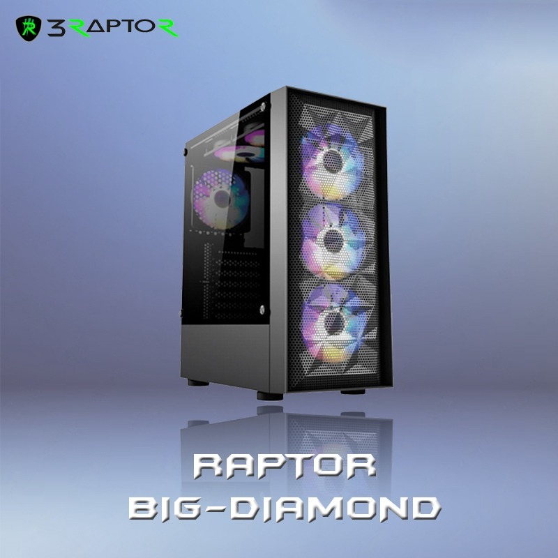 Jual Casing Gaming/PC/Office RAPTOR BIG DIAMOND - include 3 FAN RGB ...