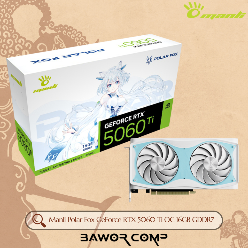 Jual VGA Manli Polar Fox nVidia GeForce RTX 5060 Ti OC 16GB GDDR7 White ...