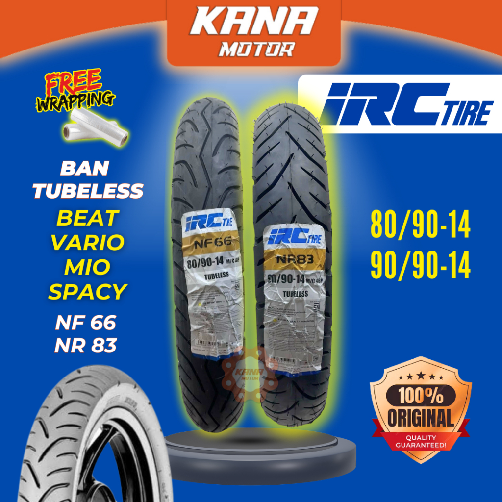Jual [BISA COD] BAN LUAR IRC TIRE TUBELESS NF66 NR83 80/90 90/90 R14 ...