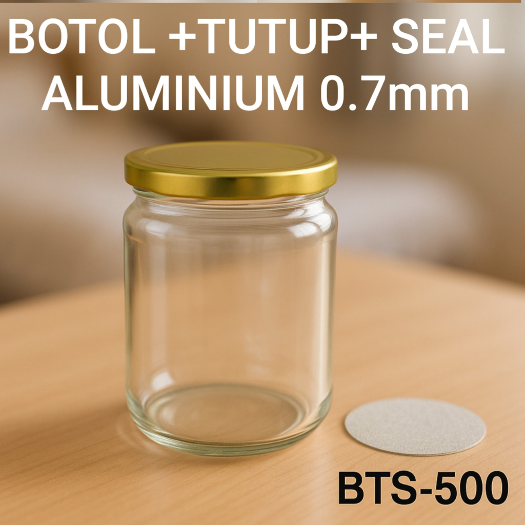 Jual /10 ( SEPULUH ) 500ML BOTOL JAR KACA SILINDER + TUTUP GOLD / BOTOL ...