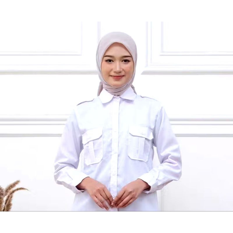 Jual Kemeja PDH Wanita Lengan Panjang Baju PNS Seragam Dinas PNS Baju ASN Baju PDH kerah kemeja ...