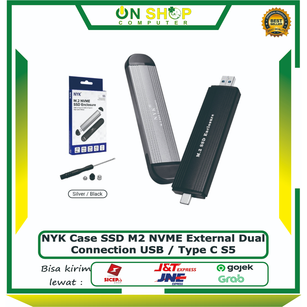 Jual Case SSD M2 NVME External Dual Connection USB / Type C NYK S5 ...