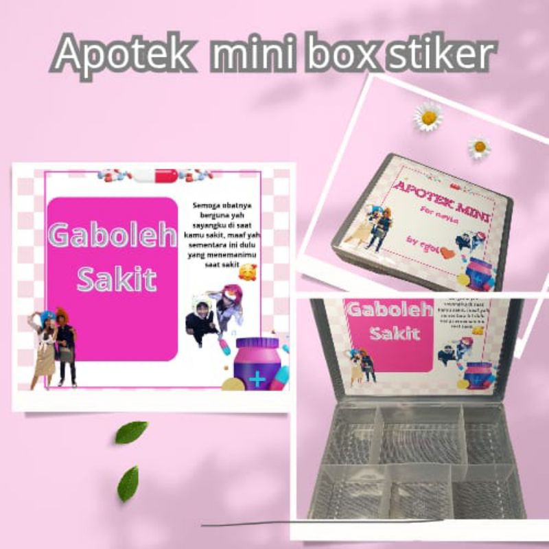 Jual KOTAK+STICKER apotek mini Kotak Obat aesthetic Costem Nama Dan ...
