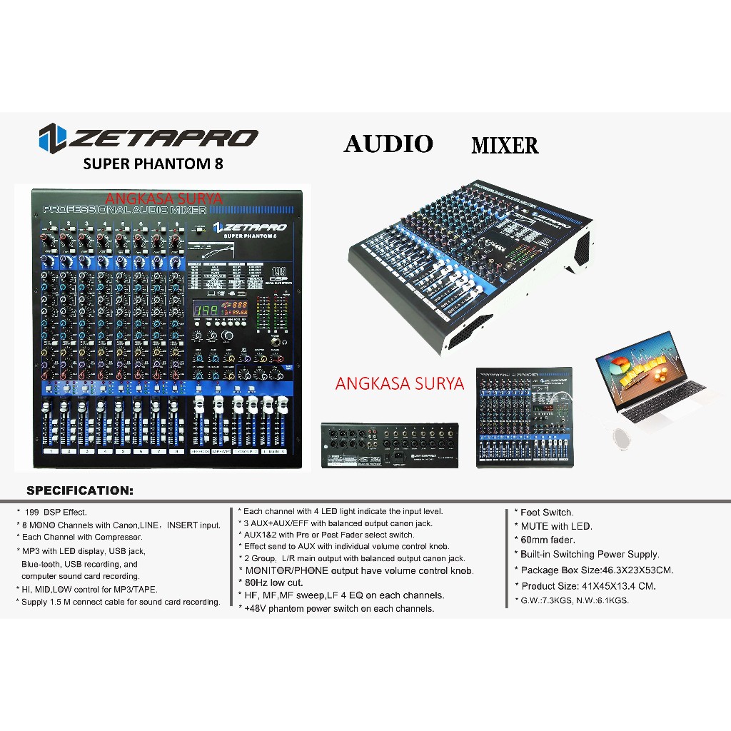 Jual MIXER ZETAPRO SUPER PHANTOM 8 ORIGINAL / MIXER AUDIO ZETAPRO SUPER PHANTOM 8 COMPRESSOR ...