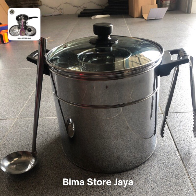 Jual PANCI BAKSO STAINLES TUTUP KACA 22cm PEGANGAN ANTI PANAS LENGKAP ...