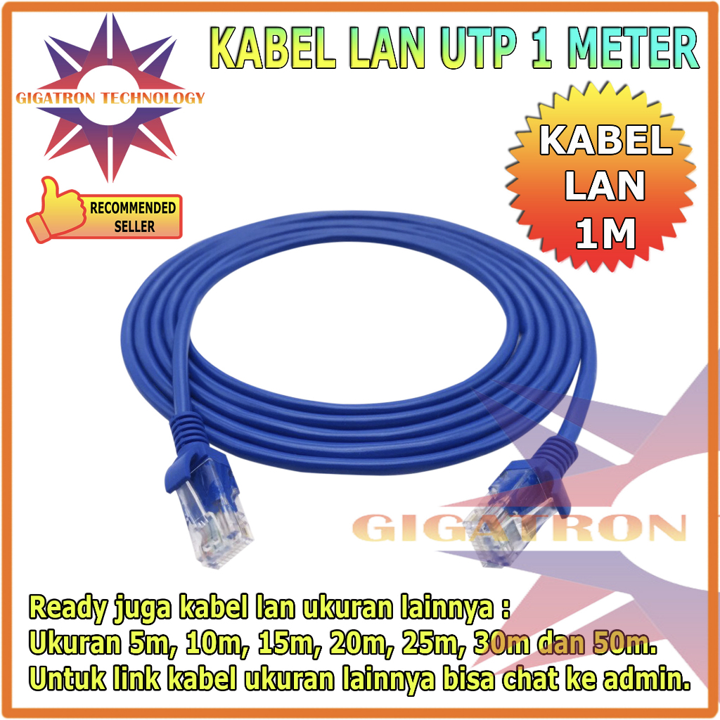 Jual Kabel LAN RJ45 1 Meter 8Pin CAT 5E Baru Kabel LAN Biru / Kabel LAN ...