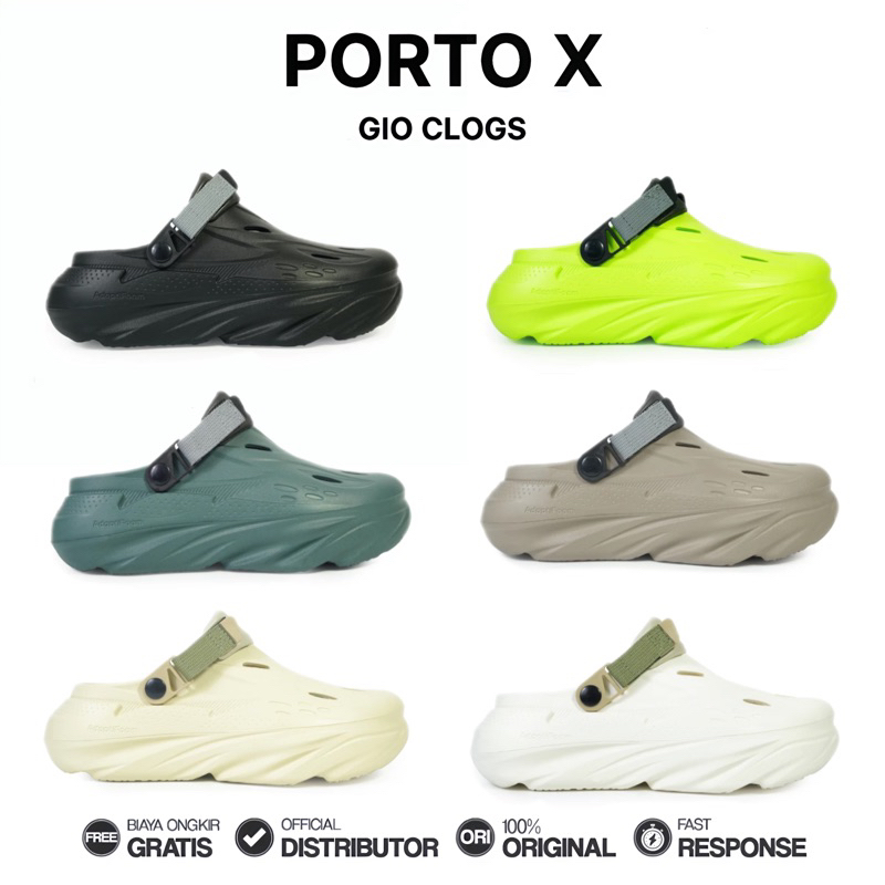 Jual Porto X Gio Sandal Clogs Recovery Olahraga Pria Wanita Unisex ...