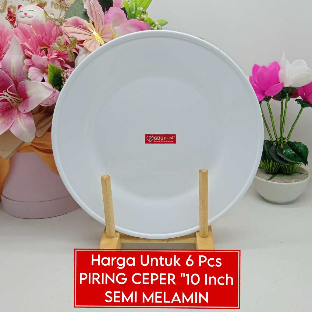 Jual Paket 6 Pcs - Piring Ceper Putih 10 Inch Semi Melamin Piring Saji ...