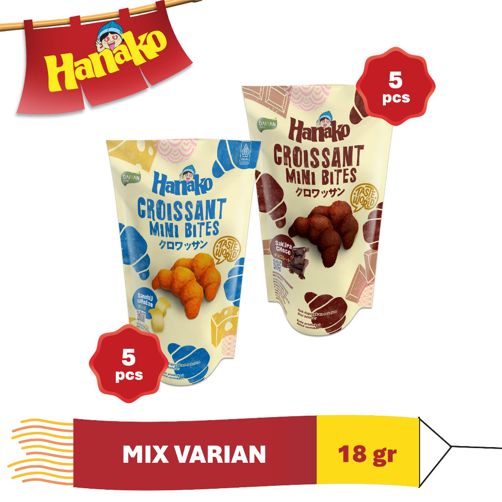 Jual Hanako Snack Croissant Mini Bites Mix Varian 10 x 18 gr | Shopee ...