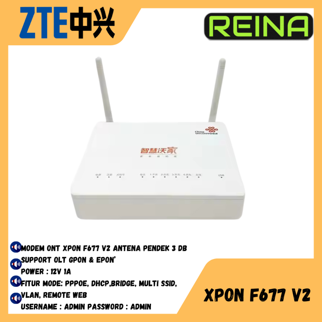 Jual ZTE F677 V2 XPON EPON GPON 1G 4FE 1 USB FIRMWARE HIJAU INCLUDE ...