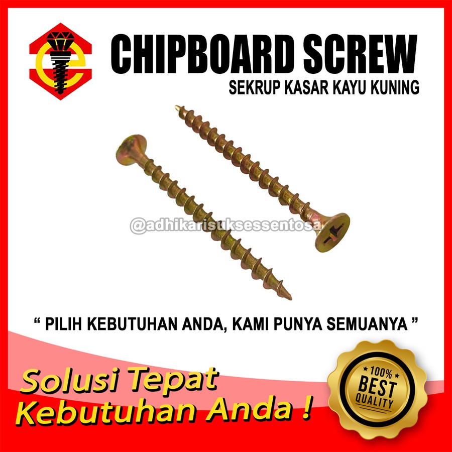 Jual (100 PCS) Sekrup Kayu Kuning #7x30 / CHIPBOARD Screw Kasar / Skrup ...