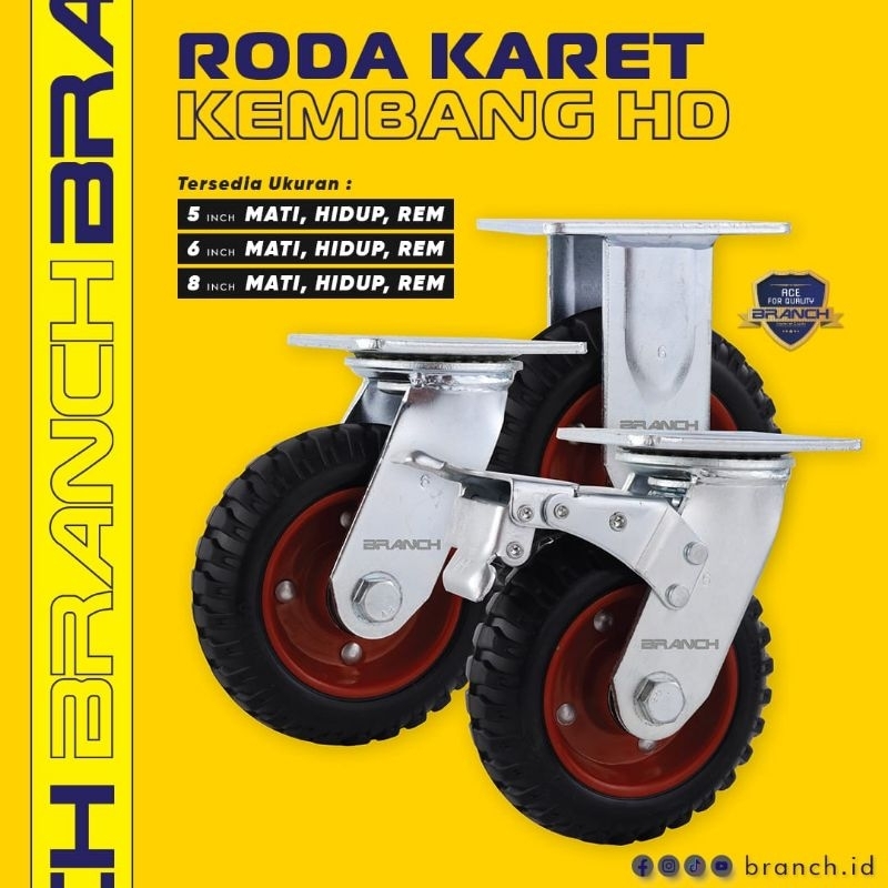 Jual Roda Karet Kembang Hidup Heavy Duty 5" 6" 8" Inch BRANCH / Roda ...