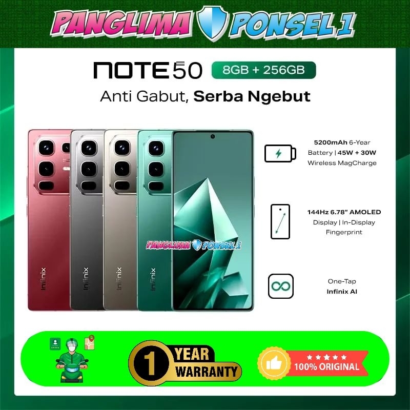 Jual Infinix Note 50 8/256 144Hz Amoled fingerprint In Display Garansi ...
