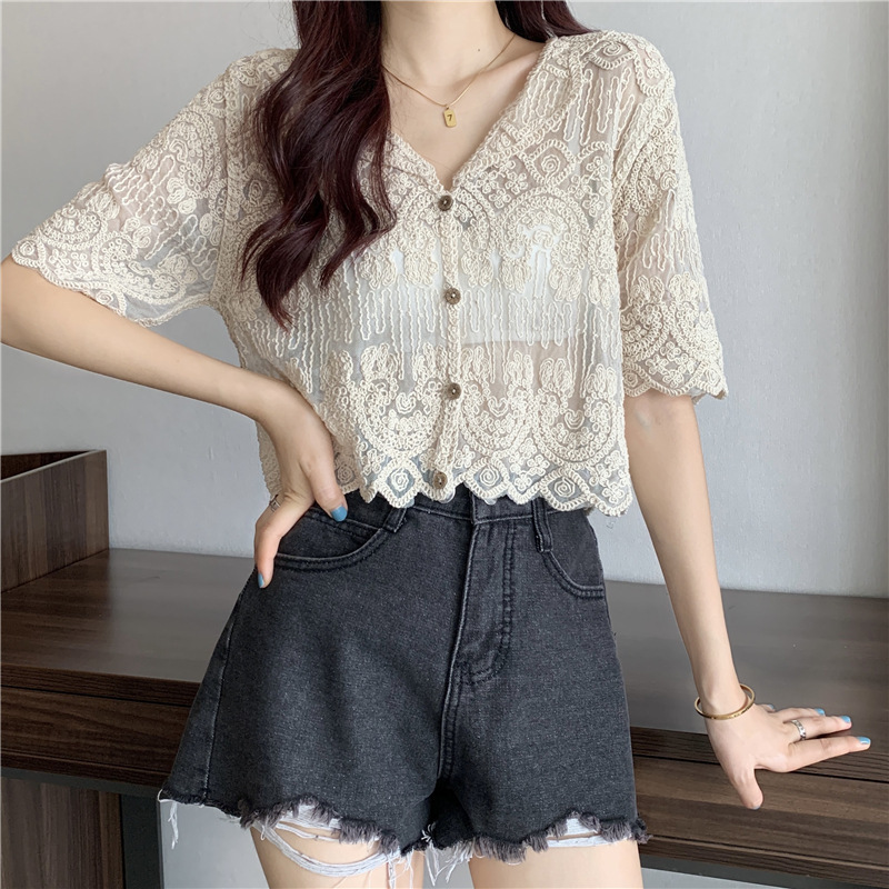 Jual NJ MONIKA ADVISOR BROKAT LENGAN PENDEK COSMIC LATTE FASHION NEW ...