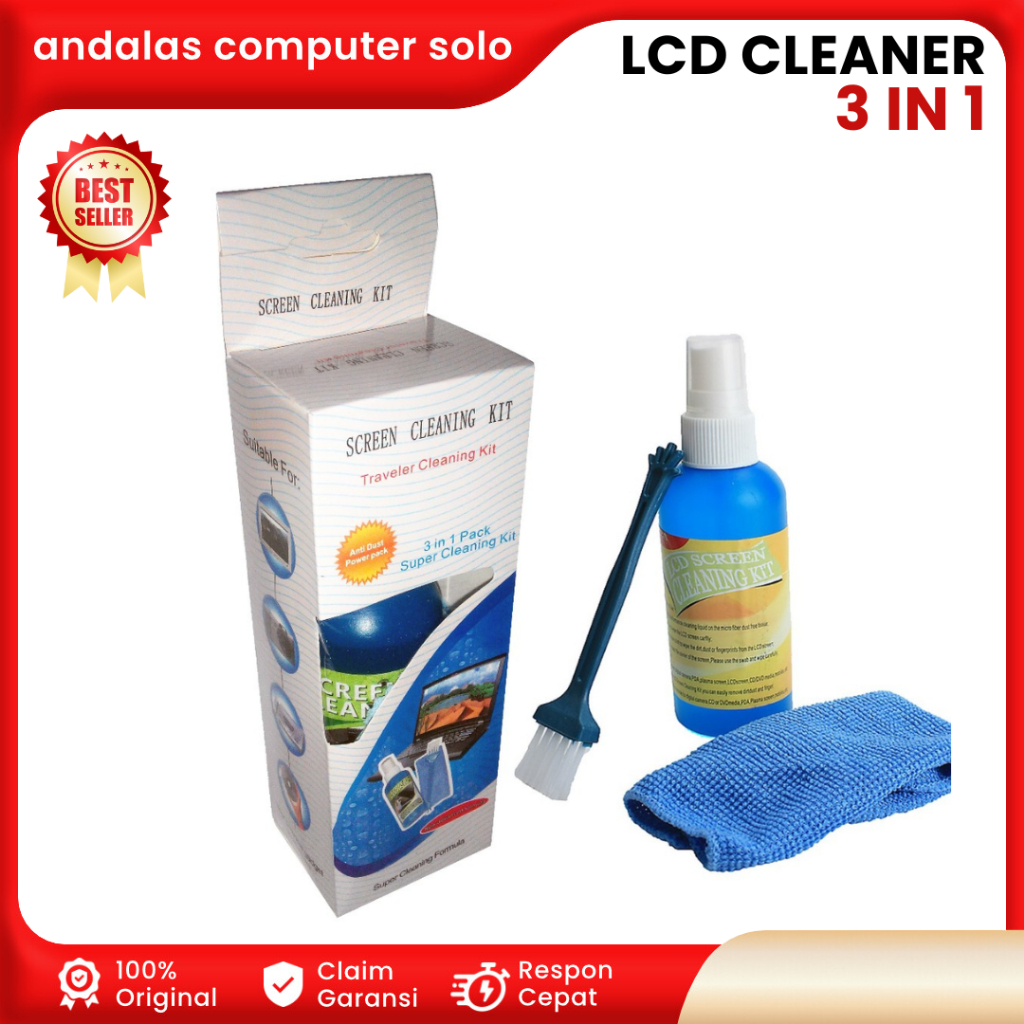 Jual LCD CLEANER 3 in 1 PEMBERSIH LAYAR LAPTOP PC TV HP MONITOR LCD ...