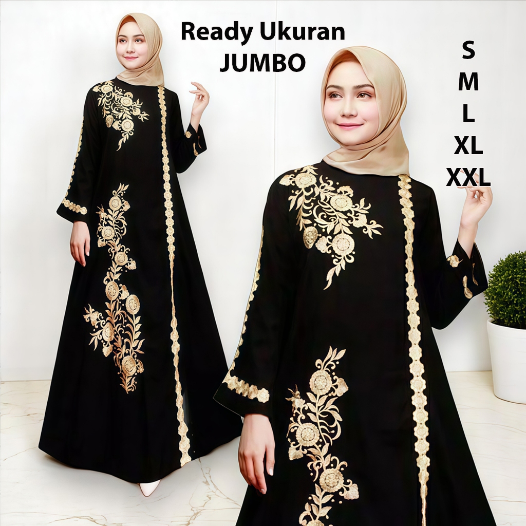 Jual Abaya Hitam Turkey Gamis Dress Arab Abaya Jumbo Jubah Hitam Wanita ...