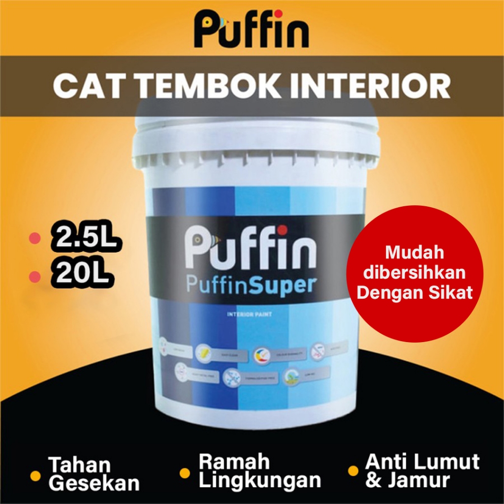 Jual Puffin Paint Cat tembok interior premium puffin super 2.5 L ...