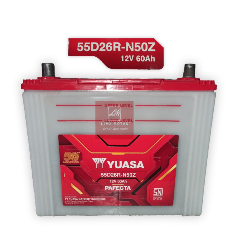 Jual Car Battery-Aki Mobil Yuasa Pafecta 55D26R N50Z 12V 60Ah | Shopee Indonesia