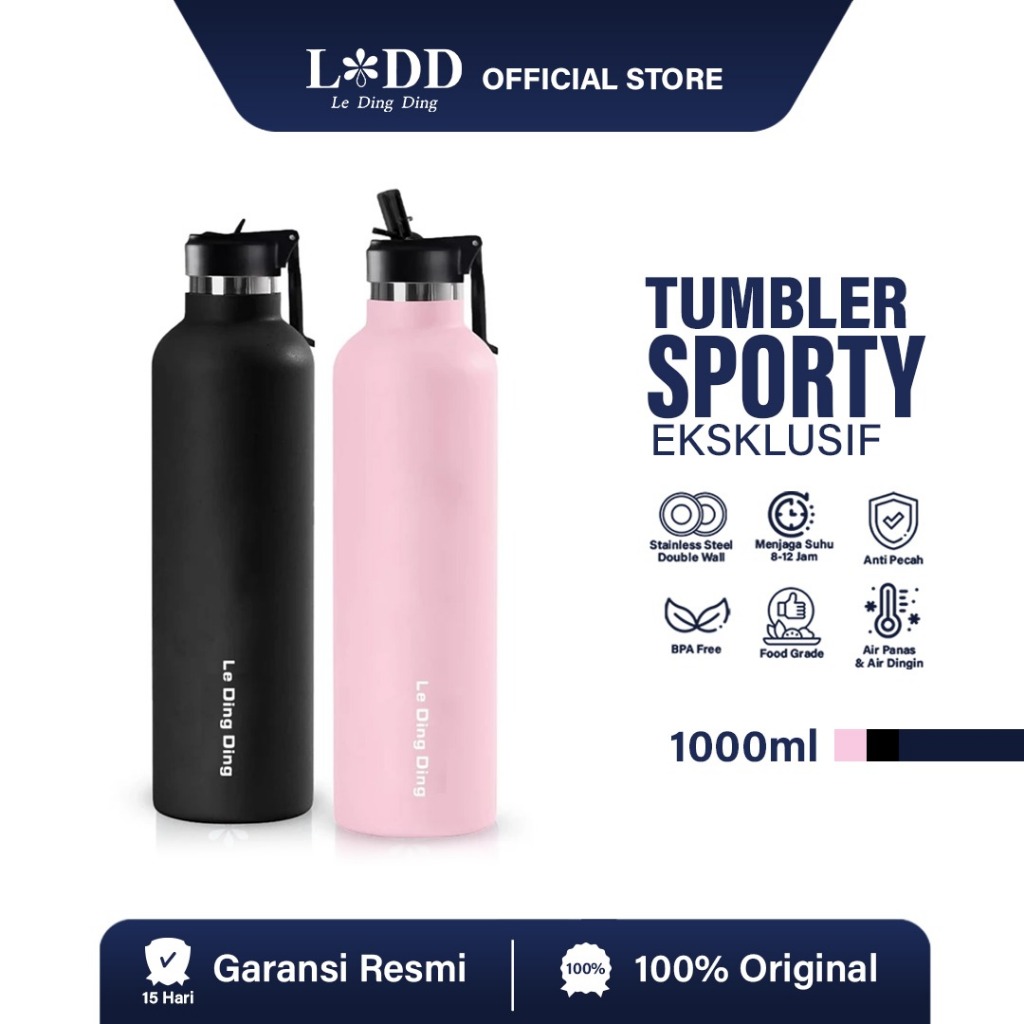 Jual LeDingDing- Tumbler Stainless Botol Minum 1 Liter Tahan Panas Dingin Thermos Bottle SUS 316 ...
